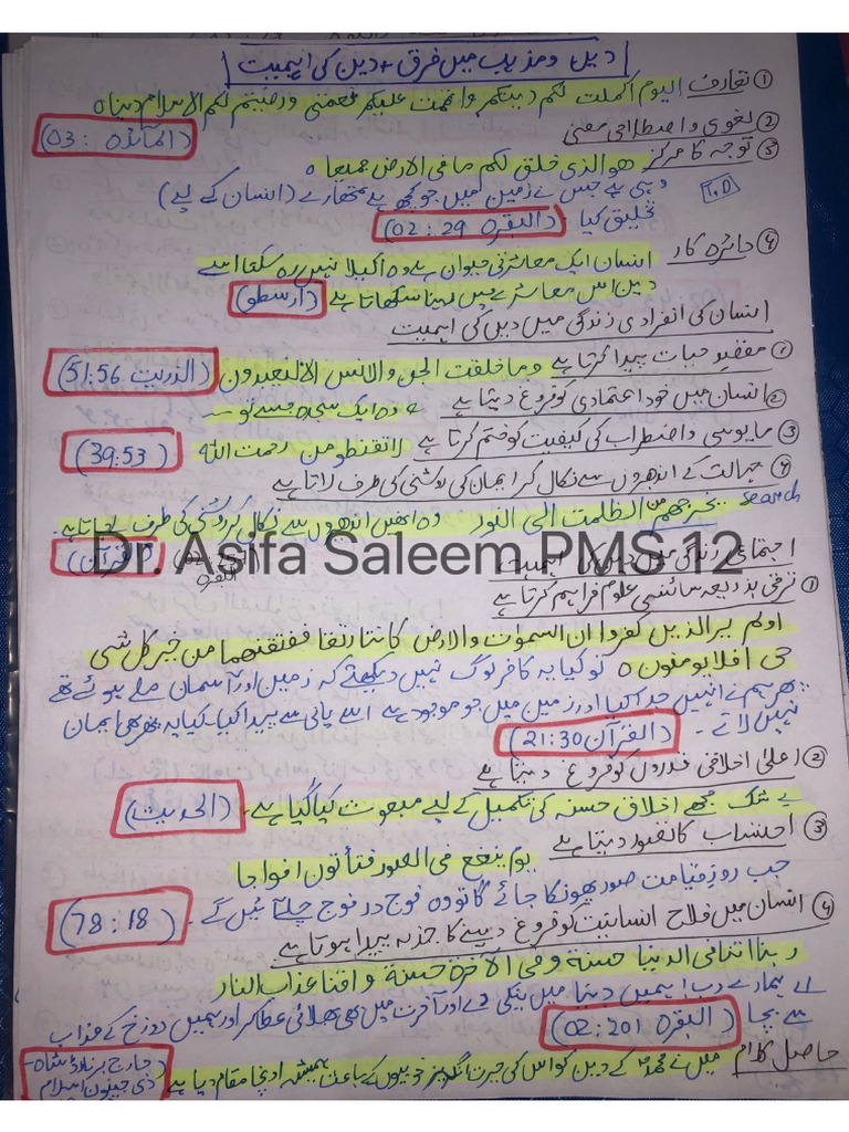 Islamiat Notes | PDF