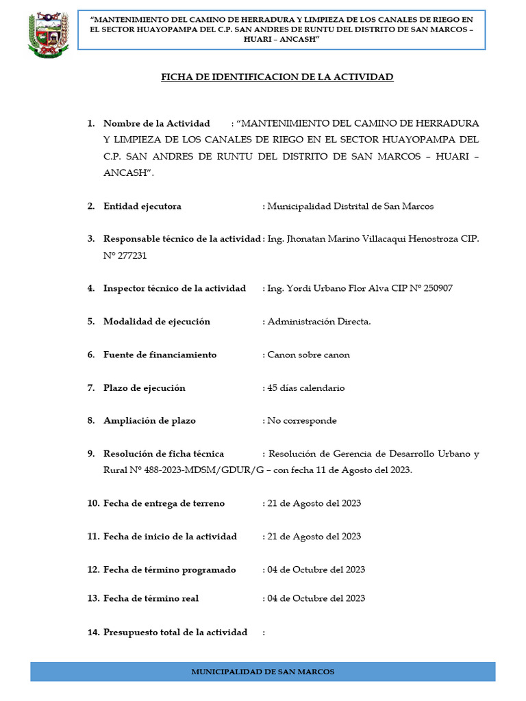 Ficha de Identificacion de La Actividad | PDF | Ciencia y matemáticas ...