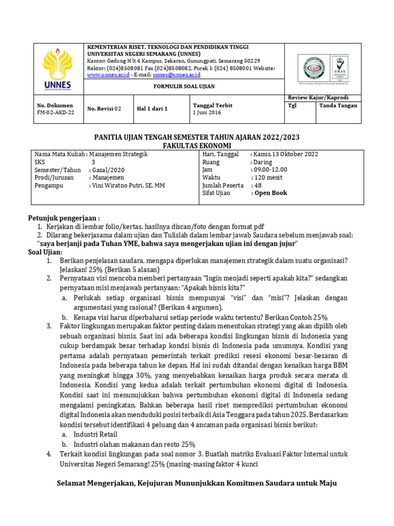 UTS 2022 Gasal SDM | PDF | Karier & Perkembangan | Bisnis