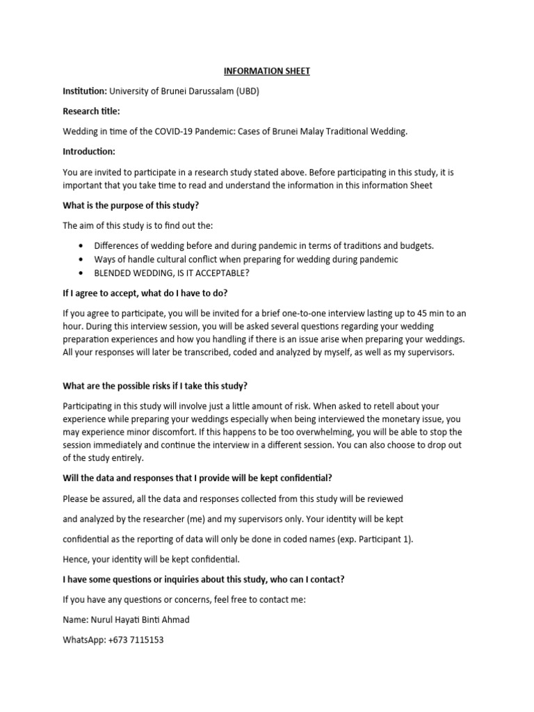 Participant Information Sheet and Consent Form | PDF