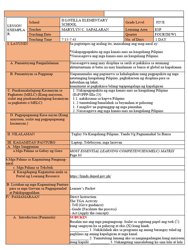 newcot ESP 5 Q4 W1 | PDF