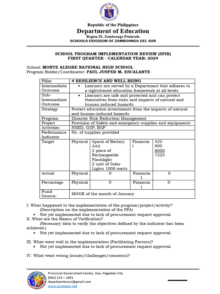 School Program Implementation Review | PDF | Emergency Management | Safety