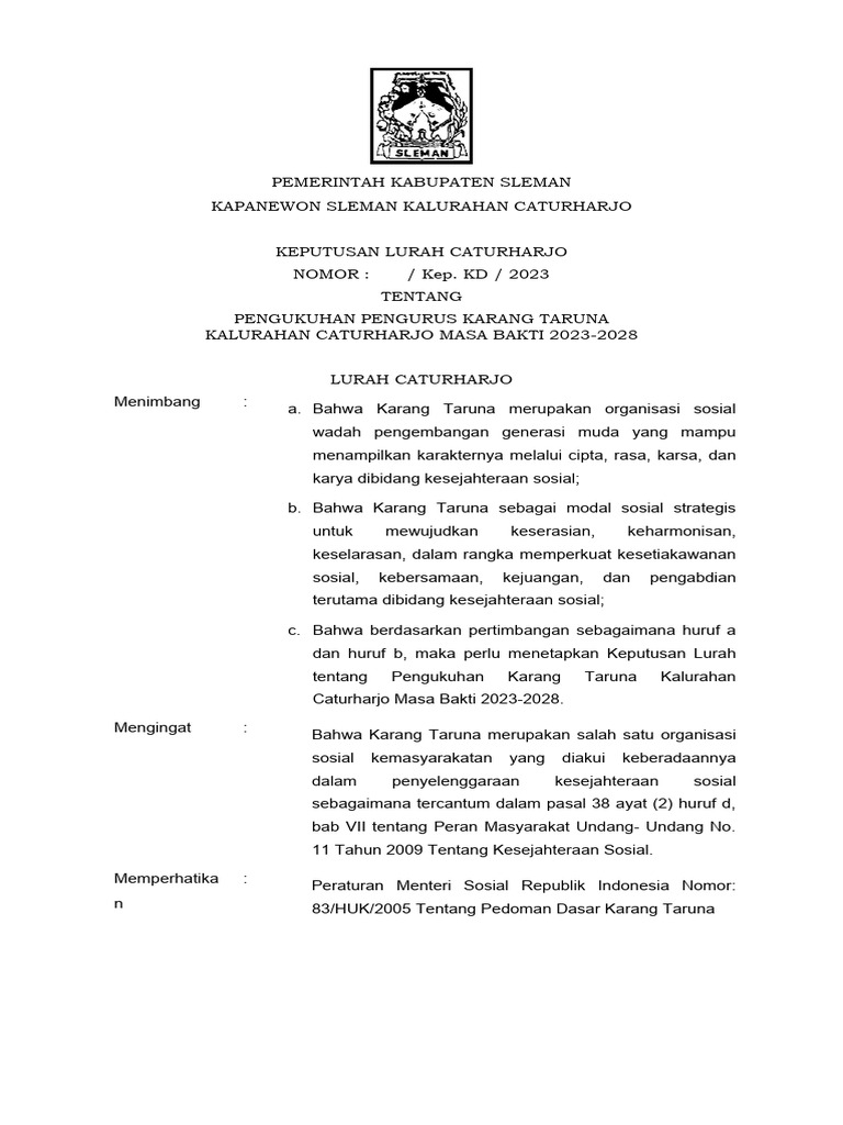 SK Karang Taruna 2023-2028 | PDF