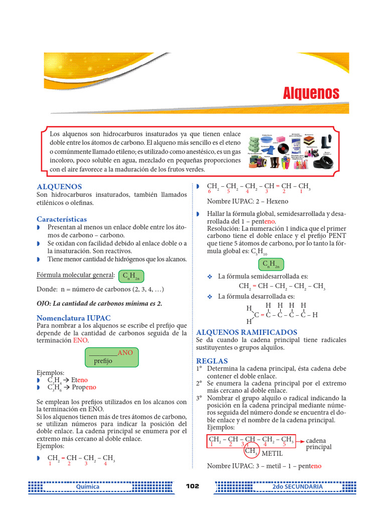 Fórmulas y Nomenclatura de Alquenos | PDF | Alqueno | Química Orgánica