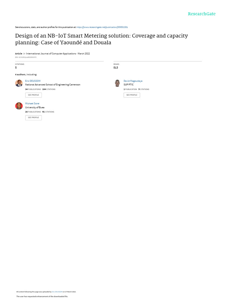 Design of An NB-IoT Smart Metering Solution Coverage and Capacity Planning | Download Free PDF ...