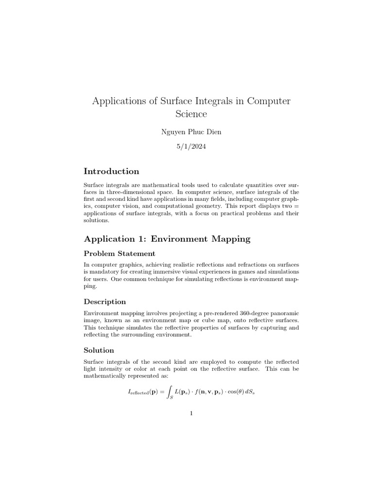 Surface Integrals in Computer Science | PDF | Image Segmentation | Integral