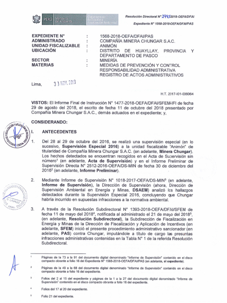 Resolución #2995-2018-OEFA-DFAI | PDF