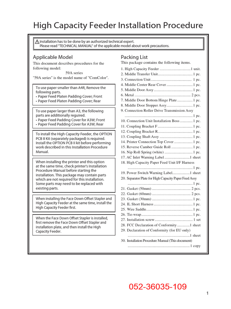 High Capacity Feeder Installation Guide | PDF