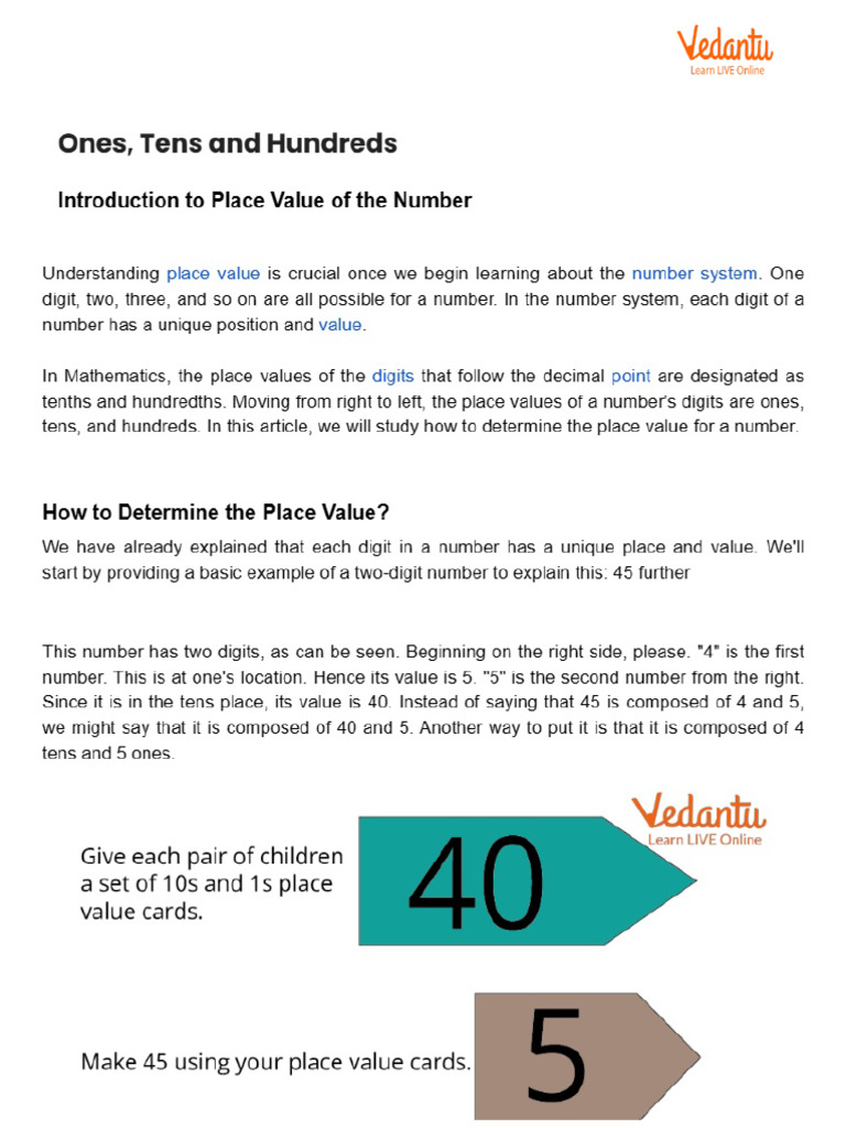 Ones, Tens and Hundreds | PDF