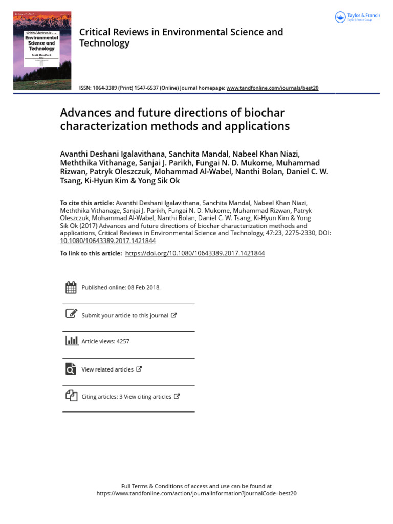 102 Advances and Future Directions of Biochar Characterization Methods ...