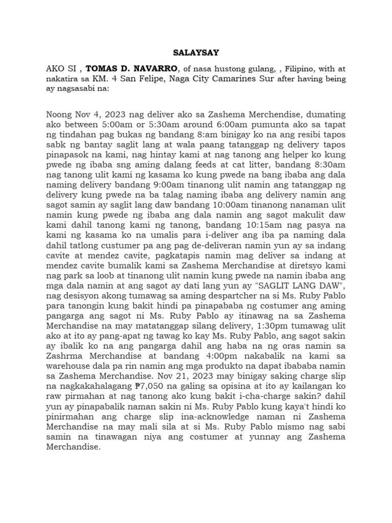 ANNEX A SALAYSAY (Tagalog) | PDF