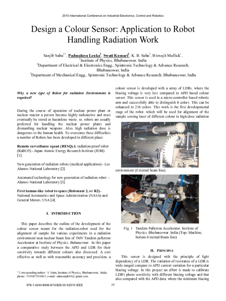Design A Colour Sensor: Application To Robot Handling Radiation Work ...