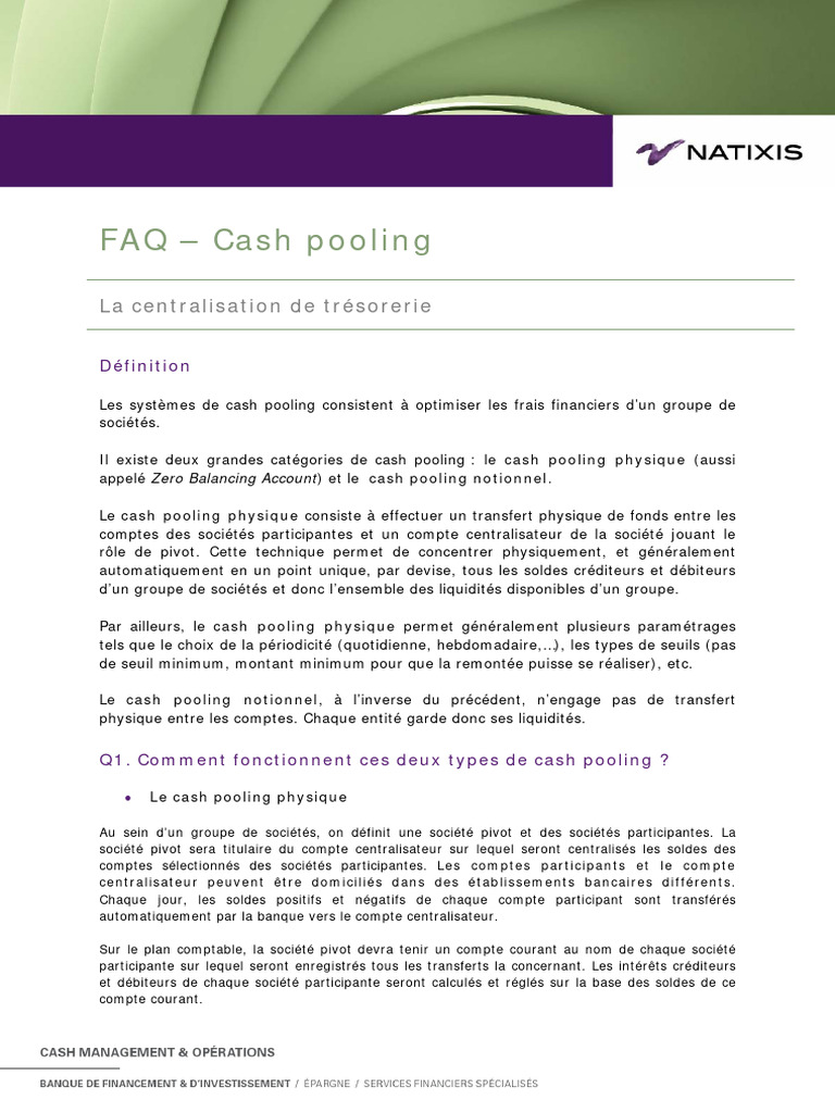 Comprendre le Cash Pooling | PDF | Banques | Comptabilité