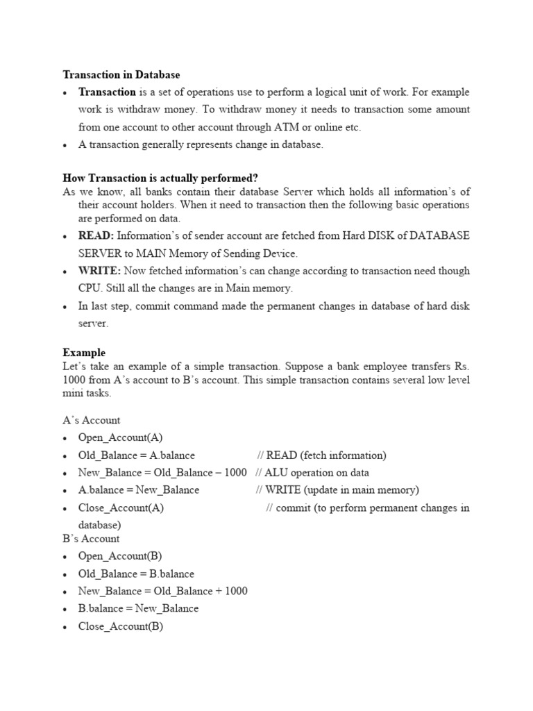 Transaction in Database | PDF