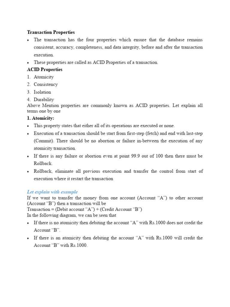 Transaction Properties | PDF