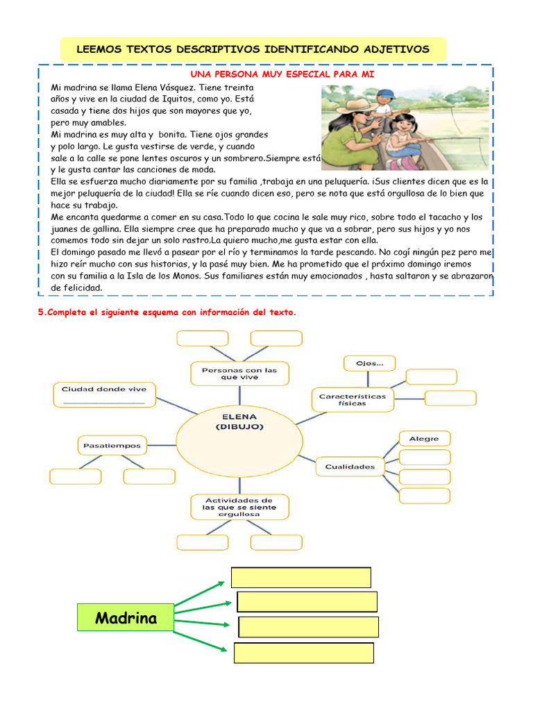 Fichaleemos Textos Descriptivos Identificando Adjetivos | PDF | Adjetivo