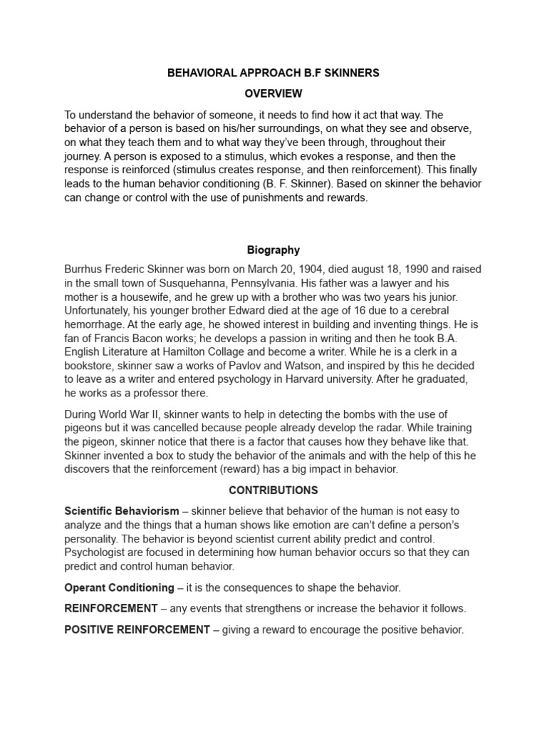 Understanding Skinner's Behaviorism | PDF | Reinforcement | Behavior Modification