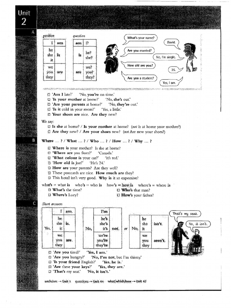 Unit 2 Am - Is - Are (Questions) | PDF
