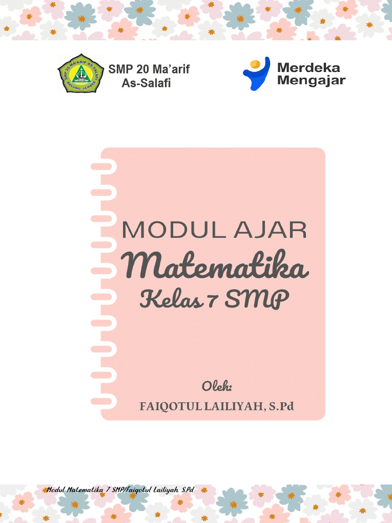 Modul Ajar Matematika Bilangan Bulat Kelas 7 SMP | PDF