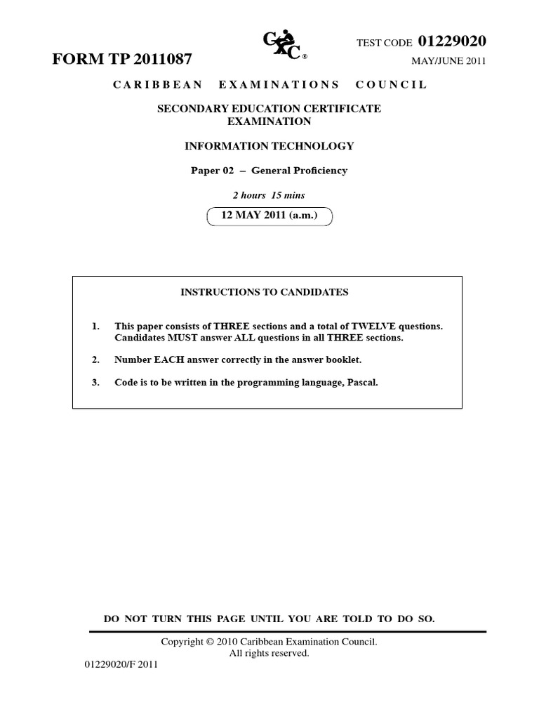 CSEC IT June 2011 Paper 2 | PDF | Application Software | User Interface