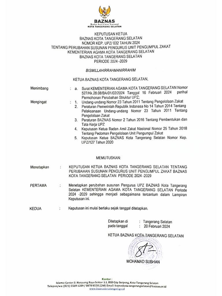 SK UPZ Kemenag | PDF