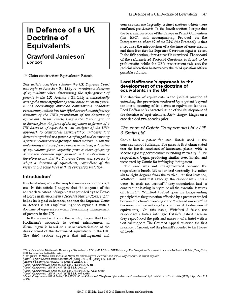 doctrine of equivalent | PDF | Doctrine Of Equivalents | Patent Law