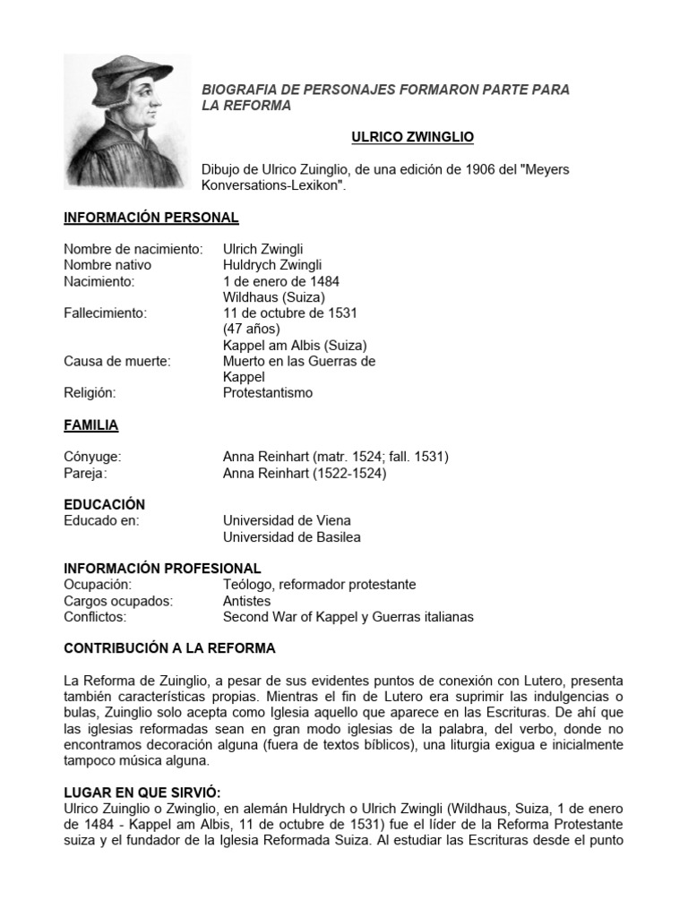 Biografía de Reformadores Protestantes | PDF | protestantismo
