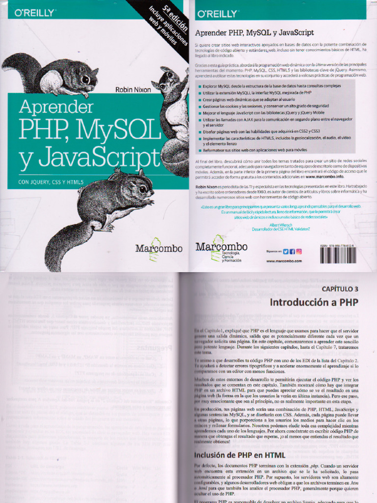 Aprender PHP Mysql y JavaScript - Robin Bixon - OReilly - Cap - 3 - 4 - 5 | PDF