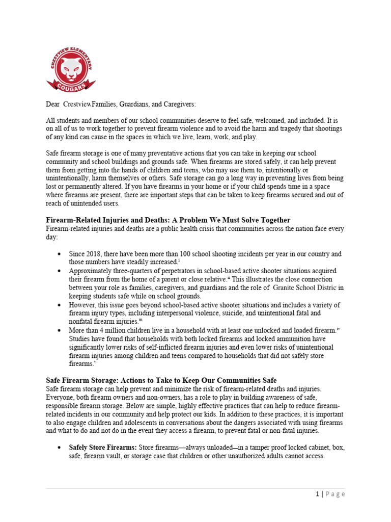 Safe Firearm Storage | PDF | Firearms | Projectile Weapons