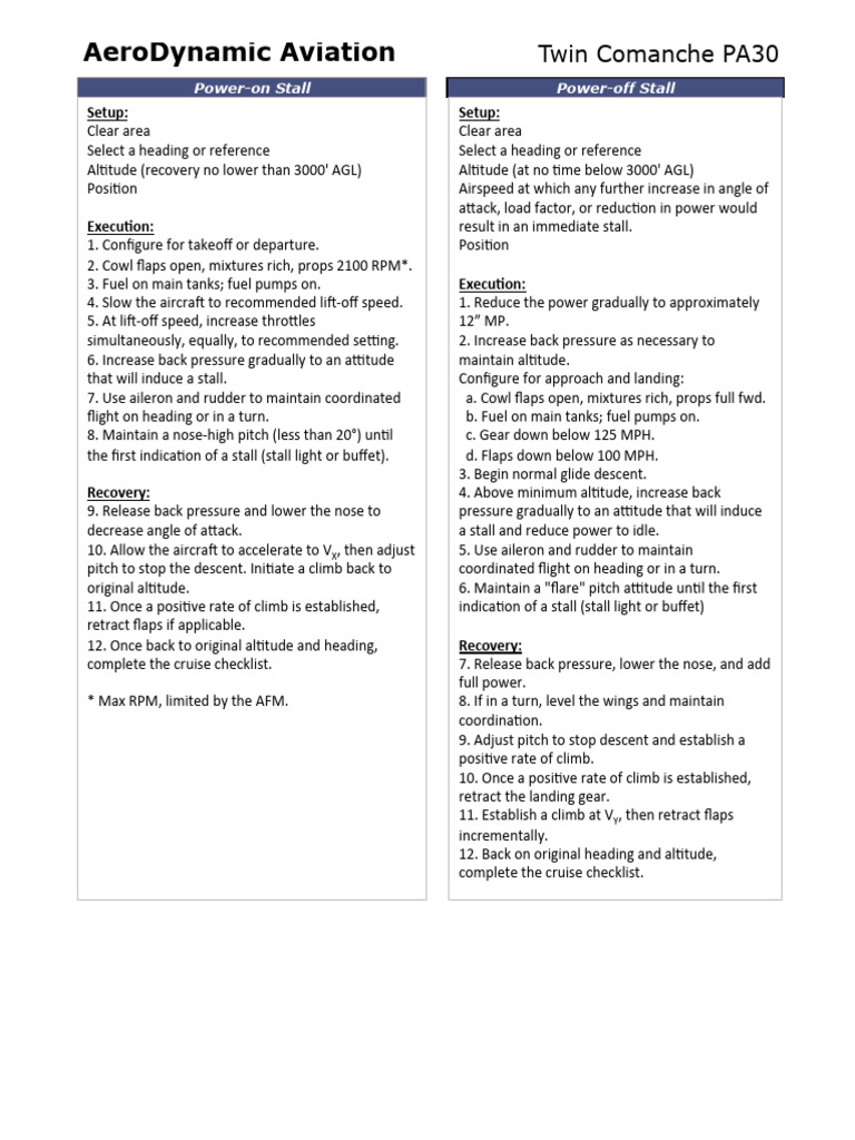 Twinkie Maneuvers Checklist | PDF | Takeoff | Flap (Aeronautics)