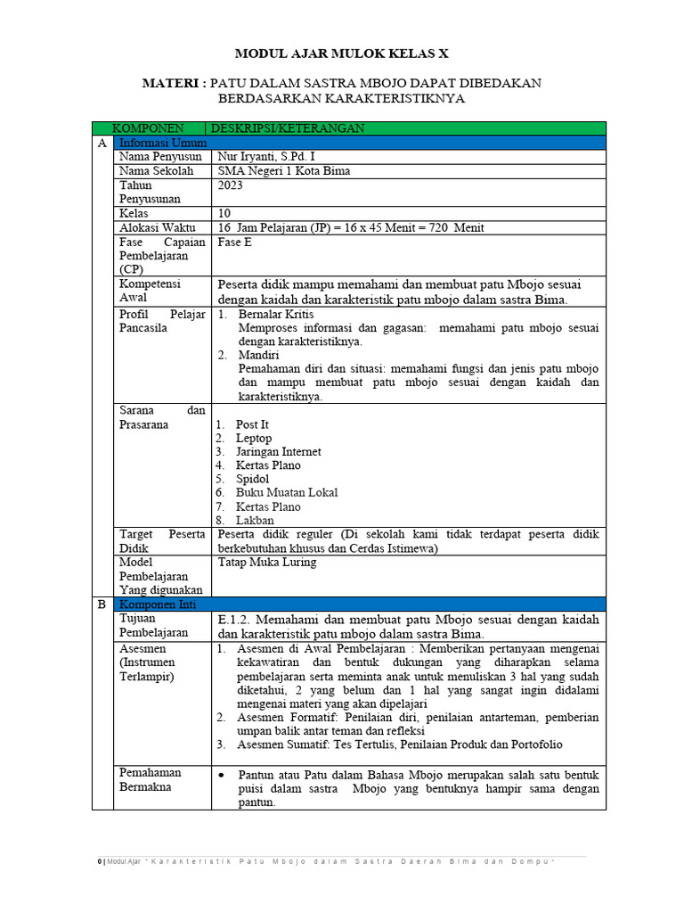 Modul Patu Mbojo | PDF | Karier & Perkembangan