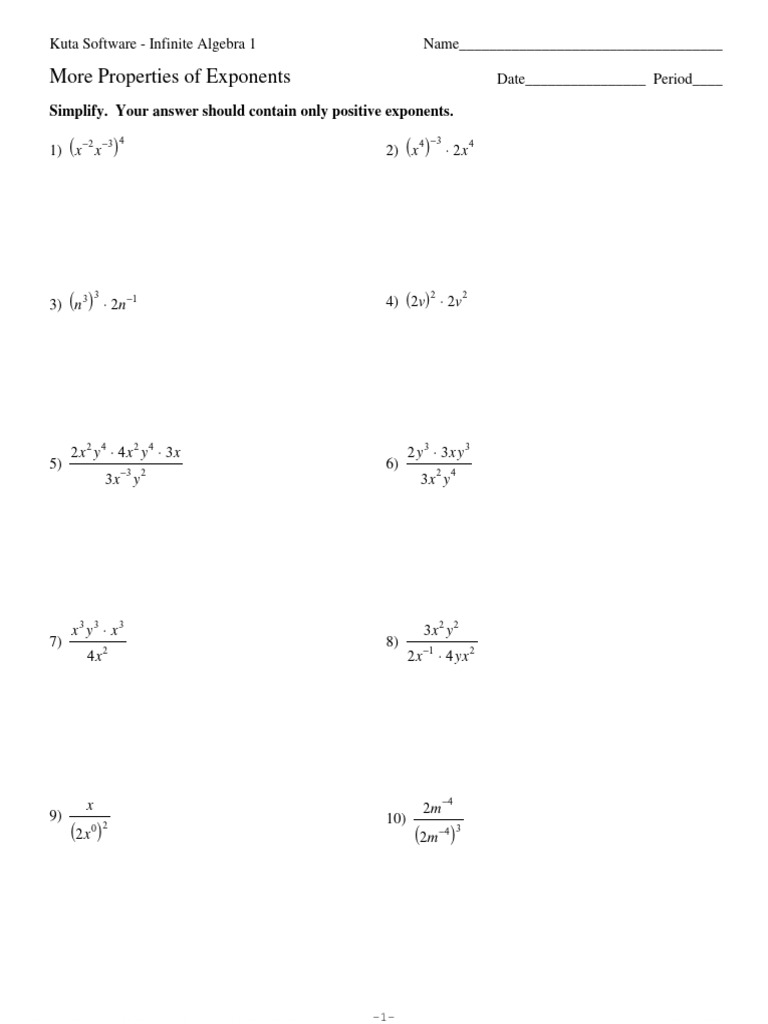 More Properties of Exponents | PDF