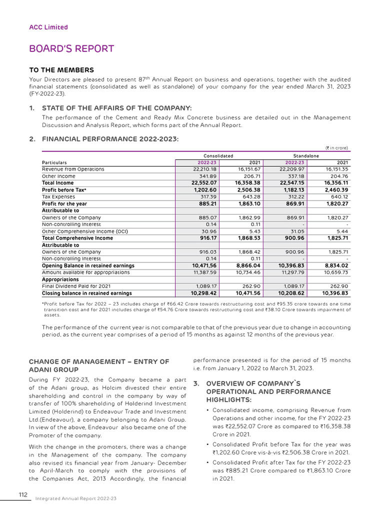 ACC Statutory Reports | PDF | Audit | Internal Control