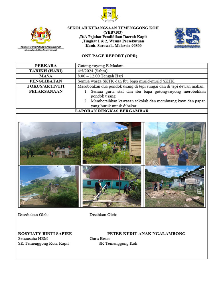 OPR SK TEMENGGONG KOH 2023 (E Madani) | PDF