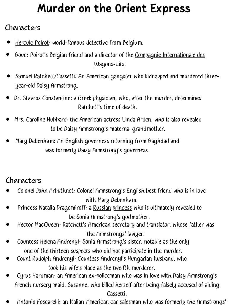 Murder On The Orient Express | PDF | Agatha Christie Characters ...