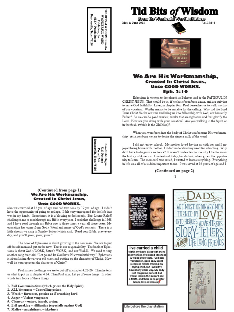 Tid Bits of Wisdom May & June 2024 | PDF | Jesus | Born Again