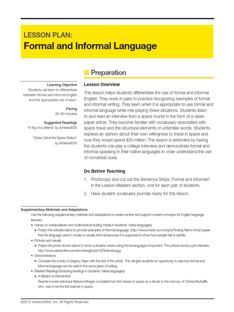 Silo - Tips - Formal and Informal Language | PDF | Vocabulary | English ...