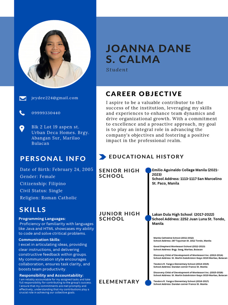 CV Calmajoannadane Bsit-1b | PDF