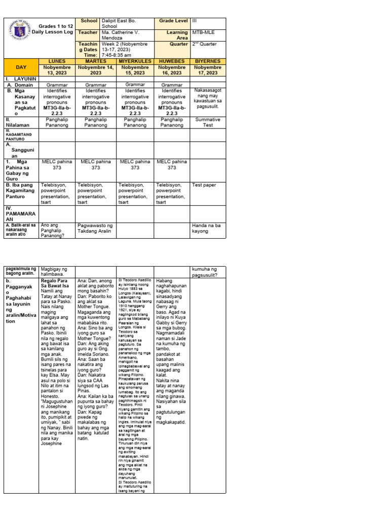 DLL Mtbmle Q2 Week2 | PDF