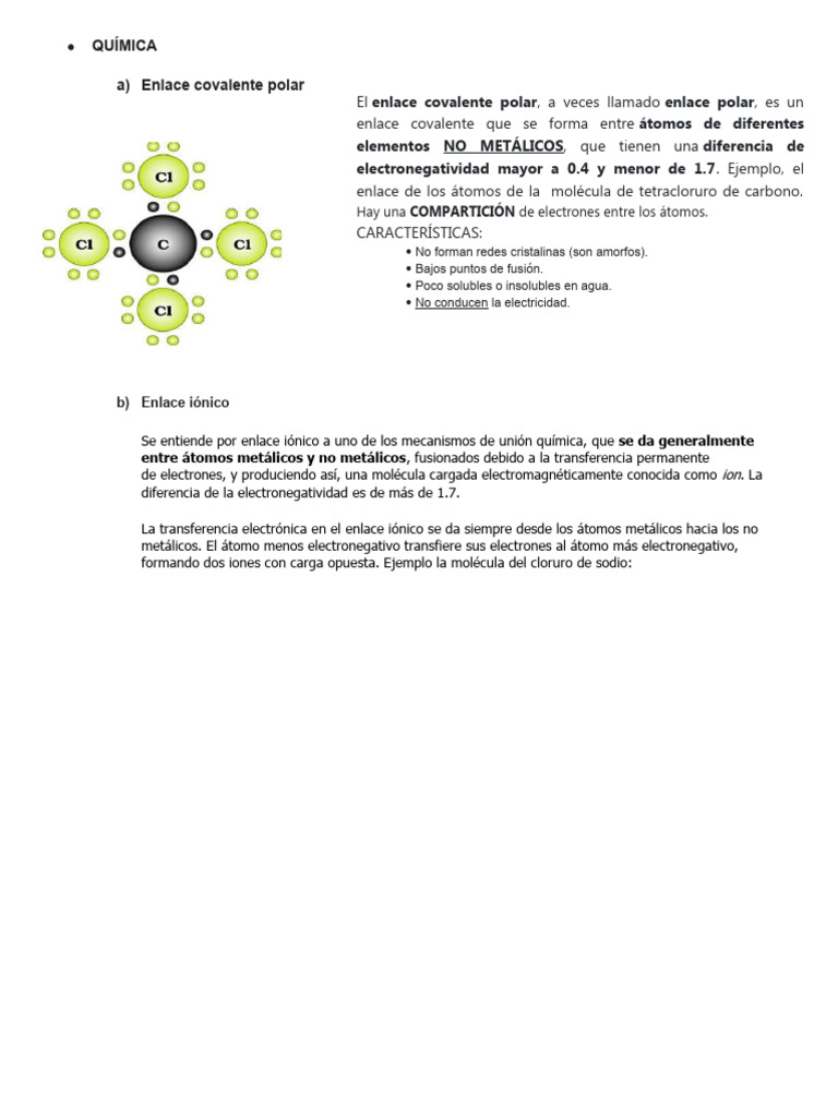 APUNTES de Enlaces Químicos | PDF | Enlace químico | Enlace covalente