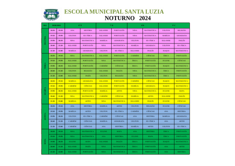 Horário Noturno - 2024 | PDF | Geografia | Ciências naturais