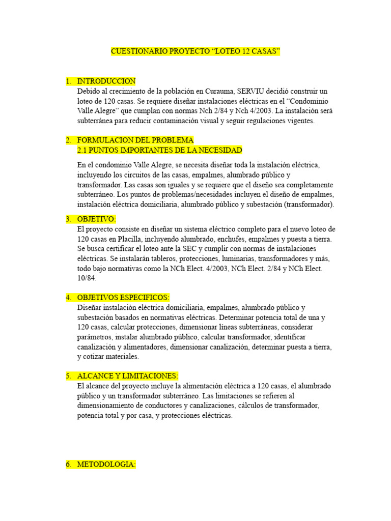 Cuestionario Proyecto | PDF | Cableado eléctrico | Transformador Cuestionario Proyecto | PDF | Cableado eléctrico | Transformador