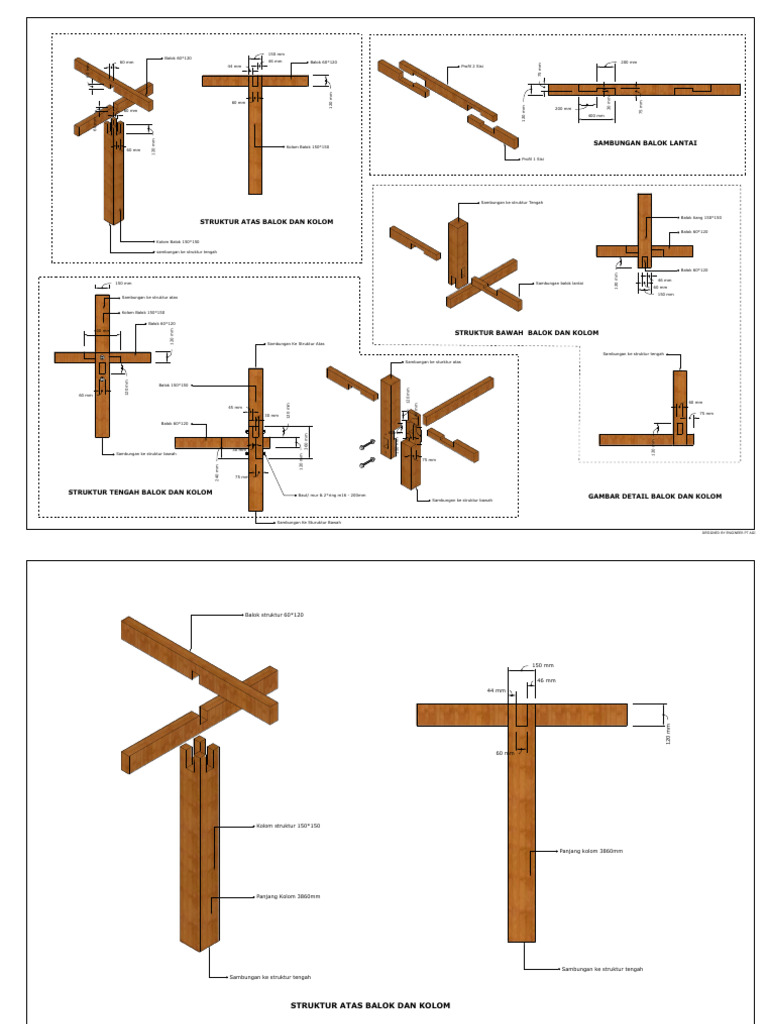 Detail Rumah Kayu (Sambungan) 1 | PDF