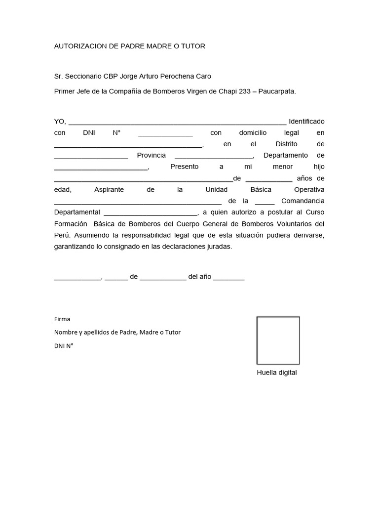 CFBB 2 Autorizacion de Padre Madre o Tutor | PDF | Finanzas y dinero | Derecho