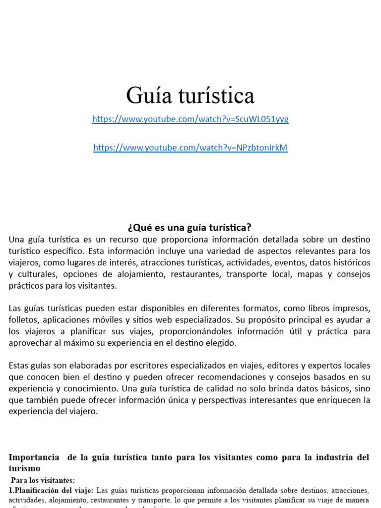 Guía Turística: Información y Beneficios | PDF | Libro guía | Turismo