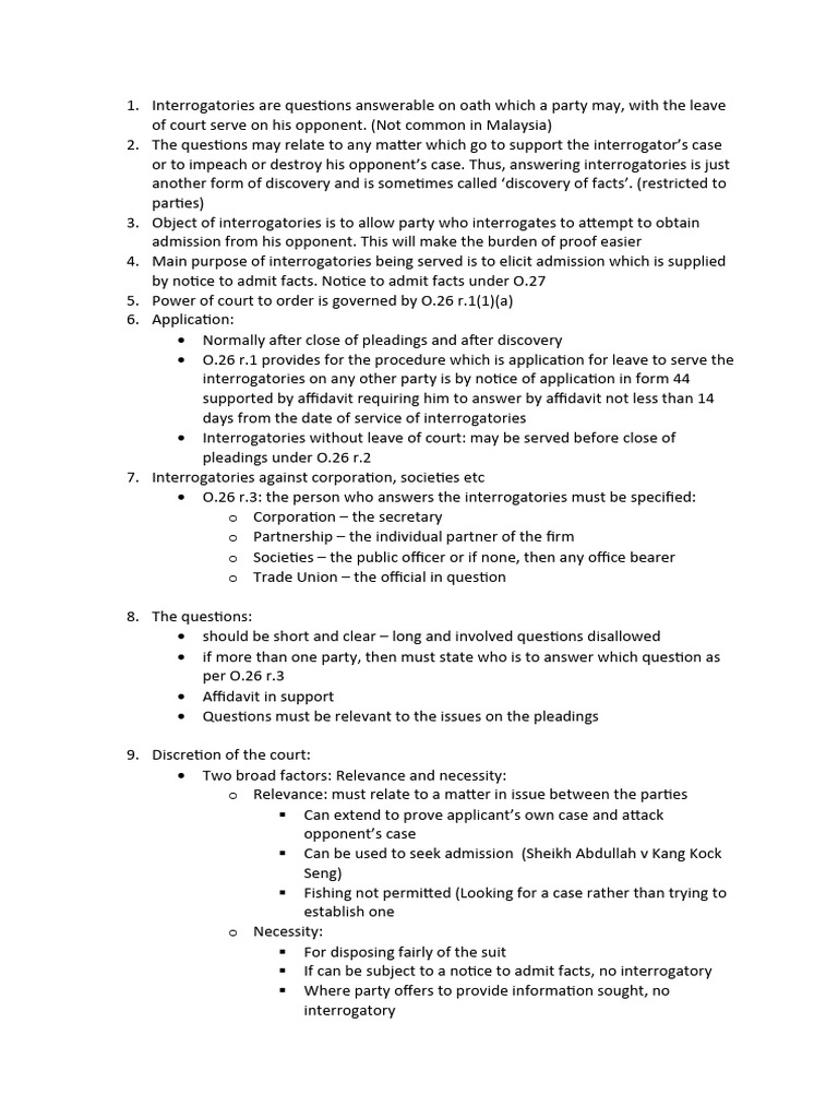 Understanding Interrogatories in Court | PDF | Interrogatories ...