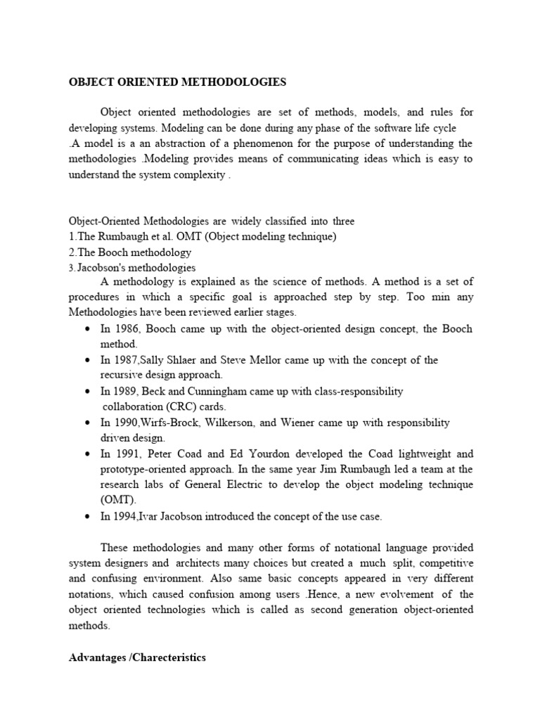 Object Oriented Methodolgies | PDF | Use Case | Object (Computer Science)