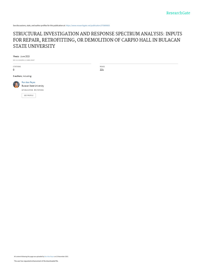 Structural Investigation And Response Spectrum Analysis Inputs For