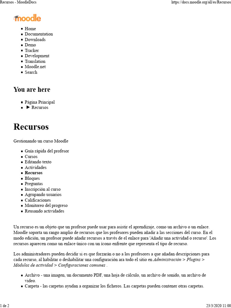 Guia RecursosMoodle | PDF | Moodle | Archivo de computadora