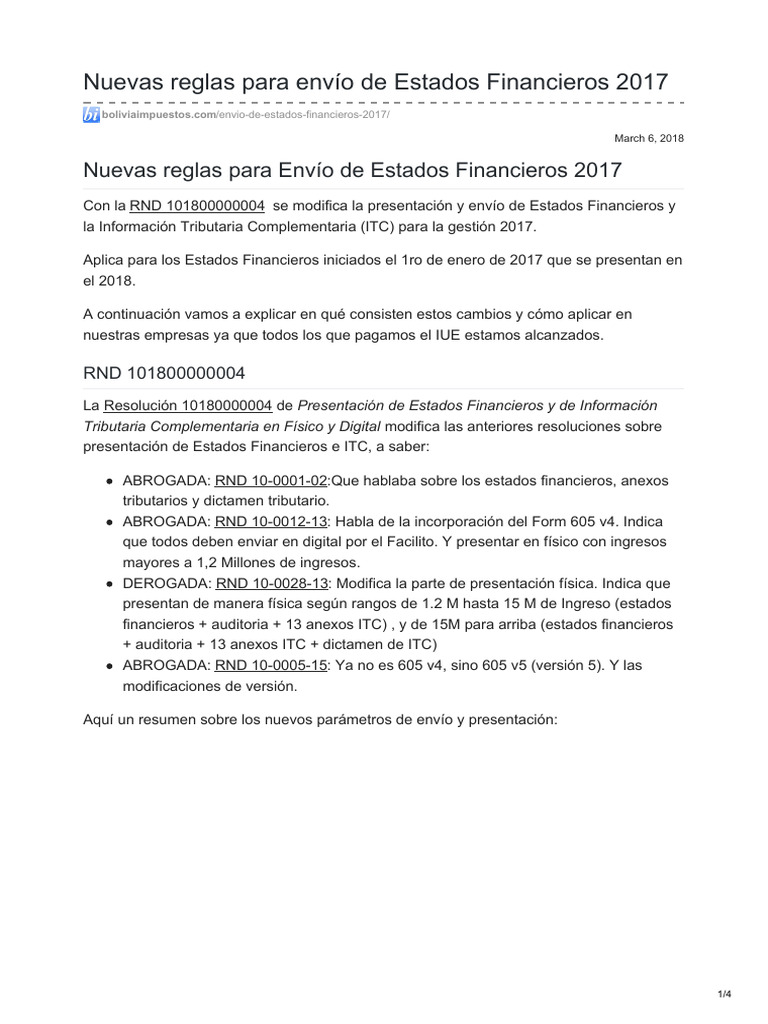 Nuevas Reglas para Envã o de Estados Financieros 2017 | PDF | Auditoría